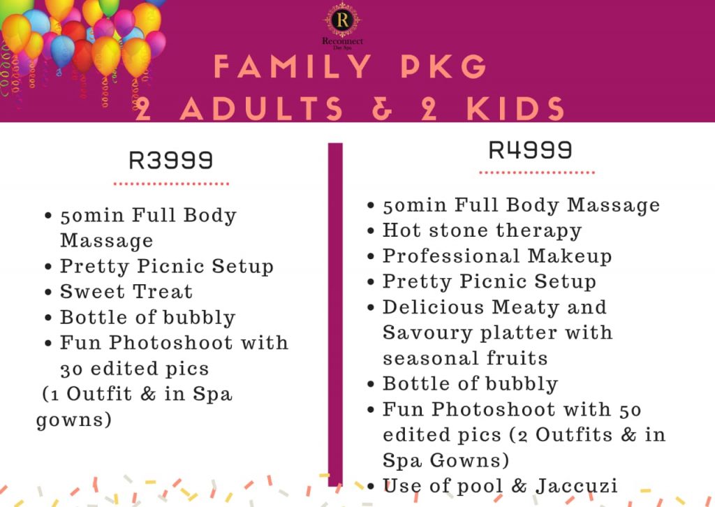 Best Johannesburg Family Spa Package for 4- Day Spa