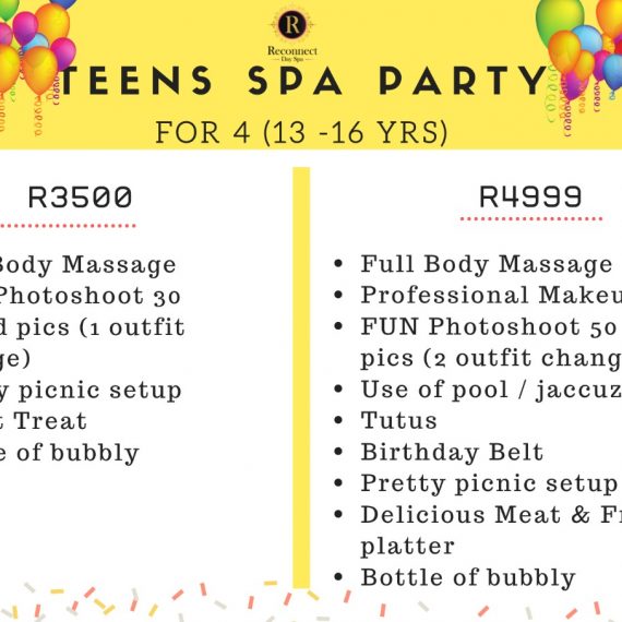 Popular spa party packages for teens / kids - Reconnect Day Spa