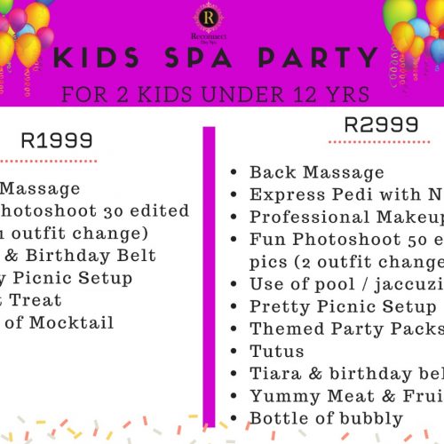 Popular spa party packages for teens / kids - Reconnect Day Spa