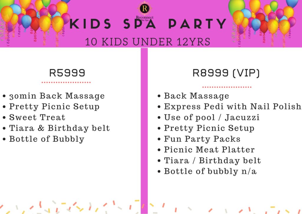 Kids Group spa Special - 10 Kids Under 12 Years - Reconnect Day Spa