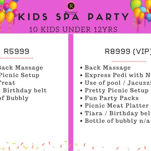Popular spa party packages for teens / kids - Reconnect Day Spa